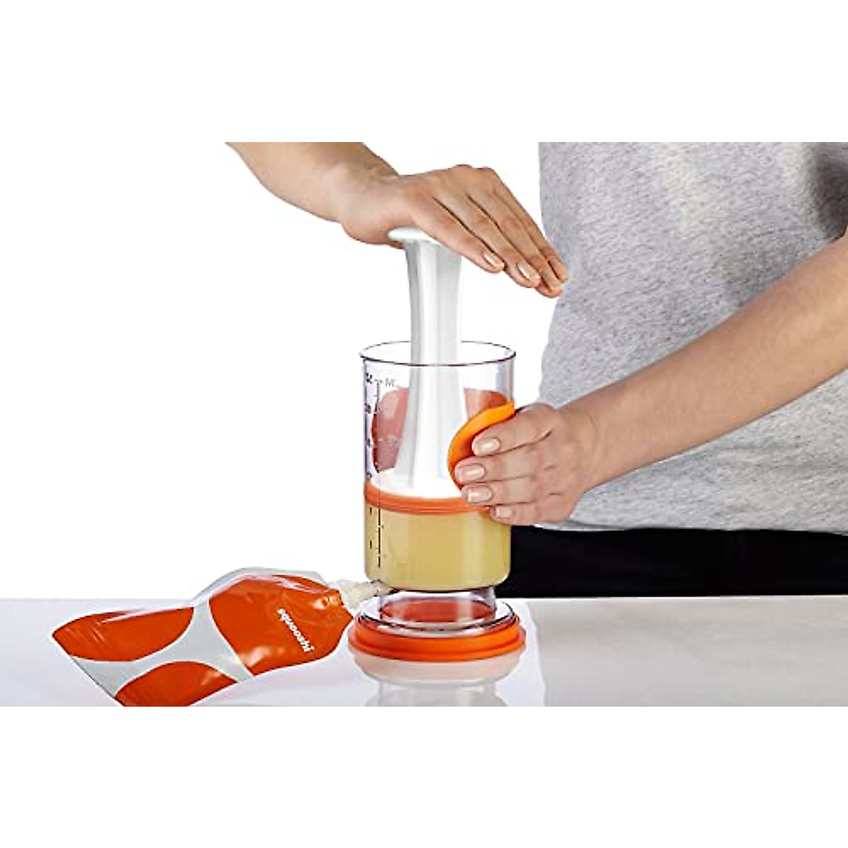 Squooshi Baby Food Pouch Maker/Filler + 12 Small 3.4 oz Pouches/The Filling Station for Homemade Baby Food