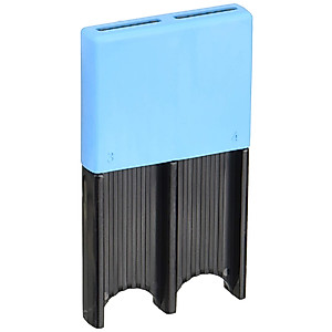 D'Addario Woodwinds Reed Guard - Sax & Clarinet Reed Case - Fits Reeds for Eb Clarinet, Bb Clarinet, Soprano Saxophone, & Alto Saxophone - Holds 4 Reeds - Prevents Warping - Blue