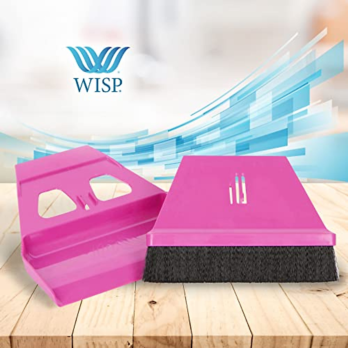 miniWISP Small Broom and Dustpan Set for Home, Hand Broom Pet Hair Remover Brush, Indoor Outdoor Household Cleaning Set, 6'' Width, Pink