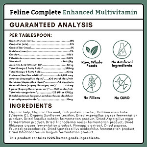 Wholistic Pet Organics Feline Complete - 4 Oz - Multivitamin & Probiotic Powder for Cats - Natural Cat Food & Digestive Support