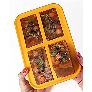 (2 Pack) Silicone Soup Freezer Molds With Lids & Measurement Lines, Makes 1 Cup Portions, Food Freezing Storage Containers, Soup, Pasta Sauce, Broth. Large Ice Cube Trays & Food Freezer Molds (2 Pack)