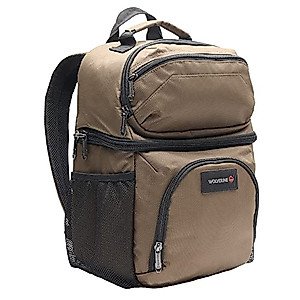 WOLVERINE 18 Can Backpack Cooler | Durable Nailhead Nylon, Dual Compartment Cooler & Dry Storage, Padded Mesh Back Panel, & Exterior Water Bottle Pockets