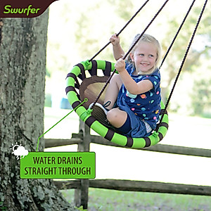Swurfer Orbit - Cool-Feel Mesh Padded Round Saucer Tree Swing, Weather Resistant Quick Drying Fabric, Tool Free Assembly, Holds 500lbs (24 Inch)