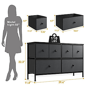 EnHomee Dresser for Bedroom with 6 Drawer, Wide Dresser & Chests of Drawers Dressers for Closet, Bedroom, Entryway, Grey
