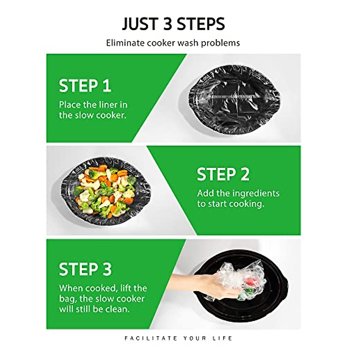 Syntus Slow Cooker Liners, Cooking Bags Large Size Crock Pot Liners Disposable Pot Liners Plastic Bags, Fit 3QT to 8QT for Slow Cooker Crockpot Cooking Trays, 13"x 21" 1 Pack (30 Liners)