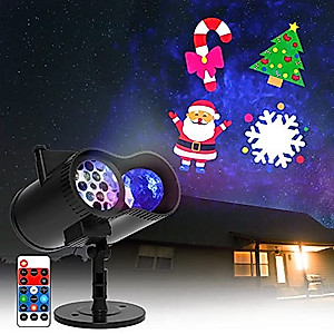 Halloween Lights Christmas Projector Outdoor LED Projection Light Remote Control Spotlight with 20 Slides Patterns 10 Colors Ocean Wave for Multiple Holiday Party Home Garden Landscape Decorations