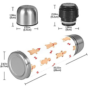 Stainless Steel Leather Vacuum Insulated Mug Gingerbread Man Thermos Water Bottle for Hot and Cold Drinks Kids Adults 16 Oz