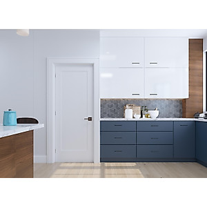 24 in. x 80 in. Right-Handed Solid Core Pre-Hung Interior Door White Primed Smooth Texture Single Panel with Oil Rubbed Bronze Hinges