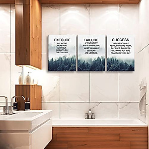 Canvas Wall Art Success Quote, Office Wall Art, inspirational wall art Large Poster, motivational wall art Positive Motivational Set of 3 Prints, Execute Failure Definition, Inspirational poster Print 11.5" x 15" 3 Pieces A-273