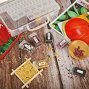 OPELETNNT 48 Slots Plastic Seed Storage Organizer Box in 2 Size,Transparent Reusable Seed Container Organizer with Label Stickers, Garden Seed Storage Organizer Container for Seeds, Plant, Vegetable