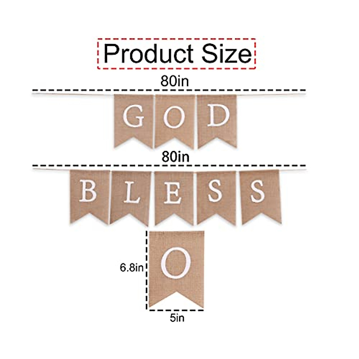 God Bless Burlap Banner - Religious Banner , First Communion Banner , Photo Decoration Props , Christening Banner , Party Photo Backdrop (God Bless Banner)