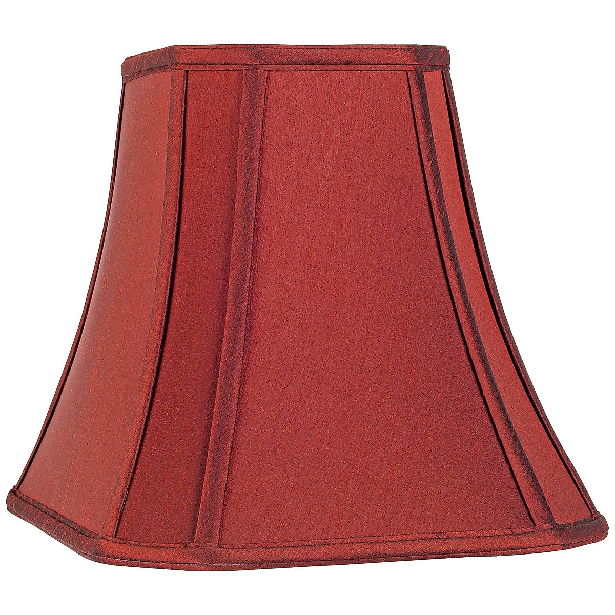 Set of 2 Cut-Corner Rectangular Lamp Shades Red Medium 8" Wide x 6" Deep at Top and 14" Wide x 11" Deep at Bottom and 11" High Spider with Replacement Harp and Finial Fitting - Springcrest