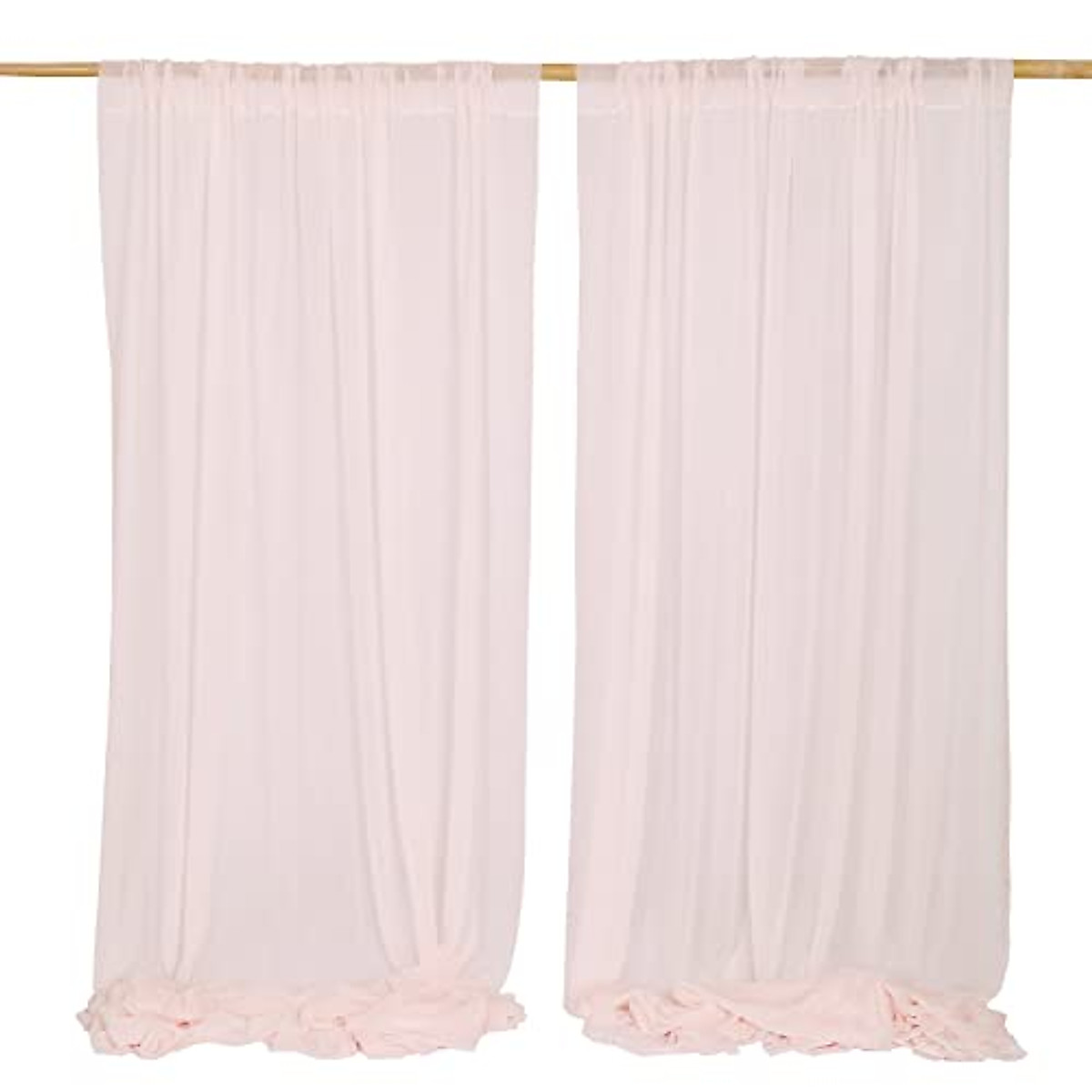 Lookein Blush Wedding Backdrop Wrinkle-Free White Sheer Backdrop Curtains 10ft x 10ft Chiffon Fabric Drapes for Wedding Ceremony Arch Party Stage Decoration