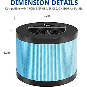 HEPA Replacement Filter Compatible with DH-JH01 Air Puri-fier, 2 Pack