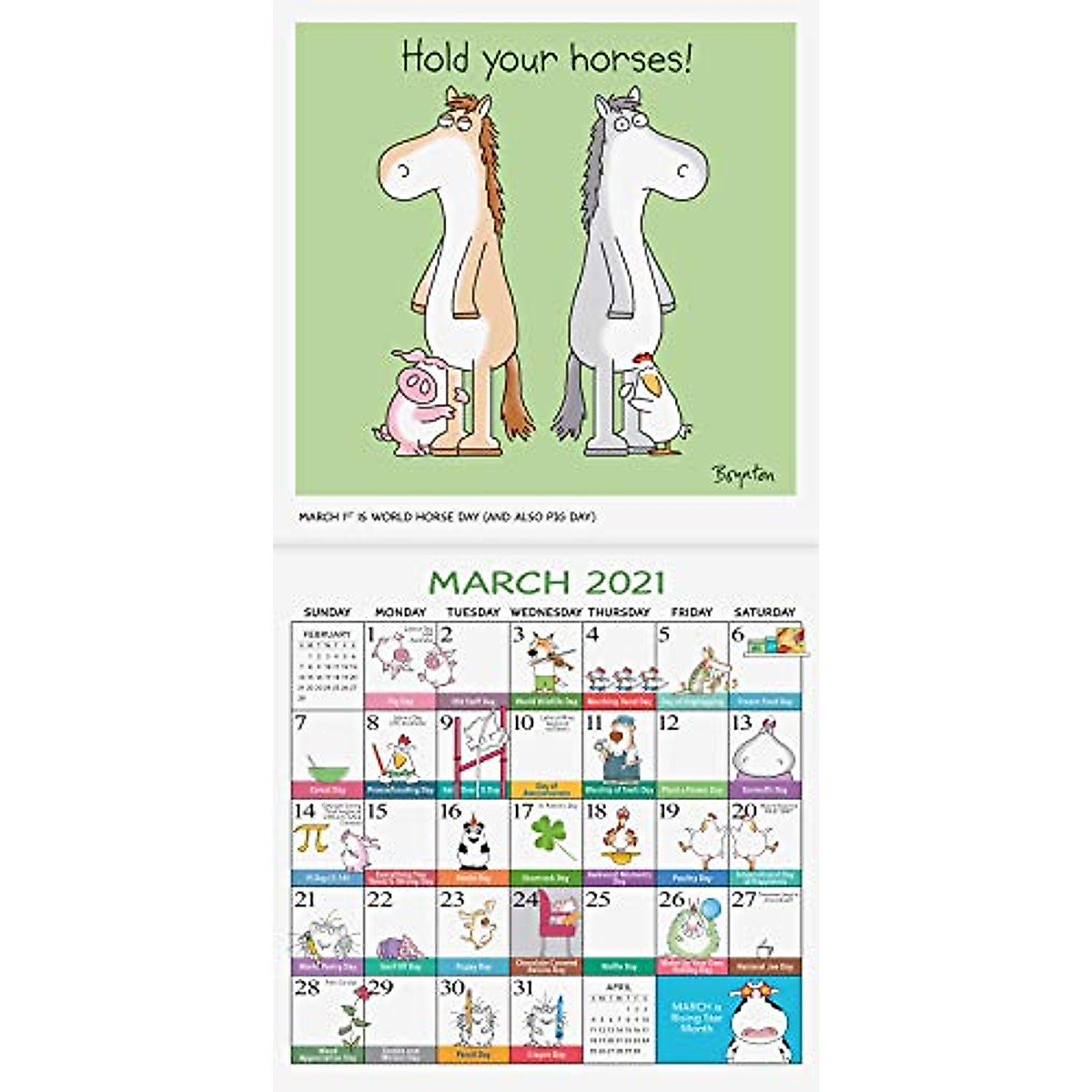 Sandra Boynton's Every Day's a Fabulous Holiday 2021 Wall Calendar