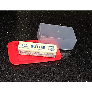 Standard Butter Dish Red Base Smoked Clear Top