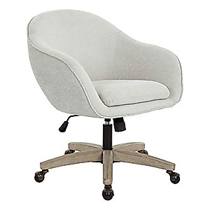 OSP Home Furnishings Nora Office Chair in Dove Faux Leather with Grey Brush Wood Base KD