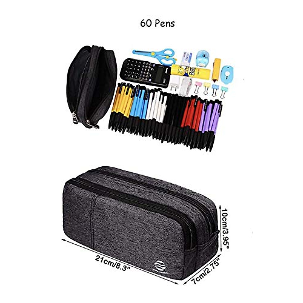 Pencil Case Large Capacity Pencil Bag Pouch with Durable Double Zipper by Only Warm for School office Heather Grey