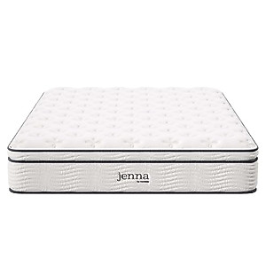 Modway MOD-7090-WHI Jenna 12" Innerspring and Foam King Mattress, White