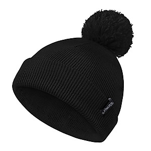 Zando Baby Beanie Baby Winter Hat Toddler Hat Double Layer Kids Knit Cap for Boys Girls Baby Pom Pom Infant Beanie Babies Black 6-36 Months