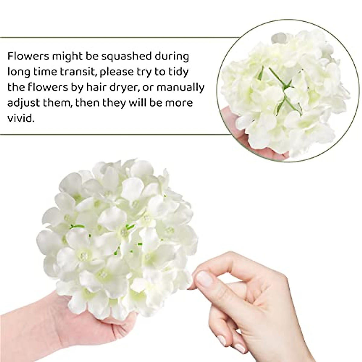Auihiay 64 PCS Artificial Hydrangea Flowers, Silk Hydrangea Flowers Heads with Stems, Full Artificial Flowers for Wedding Centerpieces, Baby Shower, Home Garden Party Decor (Ivory)