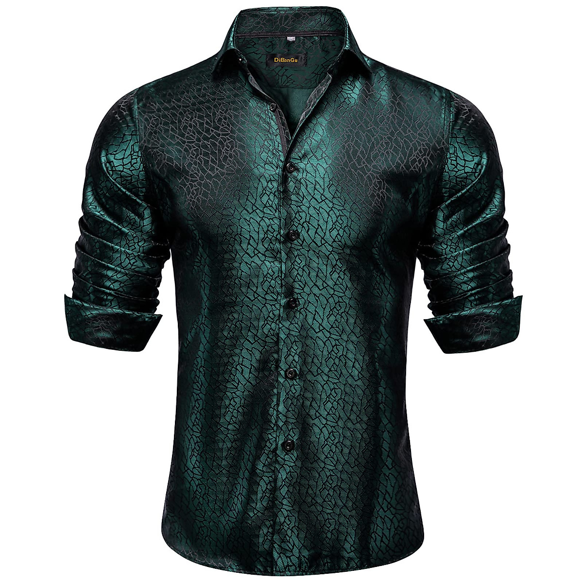 DiBanGu Mens Emerald Green Dress Shirts Long Sleeve Casual Button Down Green Shirts for Party Wedding