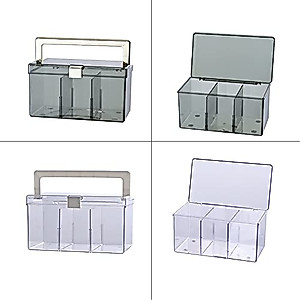 BangQiao Small Plastic Storage Box with Handle and Adjustable Dividers, Multipurpose Lockable Container Case for Sewing, Stationery, Art&Craft Supplies, Cosmetics, First Aid Kit, Clear/Smoke Green