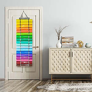 Tunnkit Vinyl Roll Holder - 36 Compartments Vinyl Storage Organizer with 7 Mesh Pockets Storage, Wall Mount/Over The Door Vinyl Roll Storage, with 2 Hooks and 2 Hanging Straps (Grey)