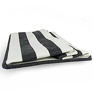 DII Durable Woven Striped Storage Bin Collapsible with Soft Rope Handles Reinforced with Metal Grommets, Medium, 15x10x12, Black