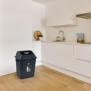 Loiycg 4-Pack 5.5 Gallon Plastic Trash Can with Swing Lid, Kitchen Garbage Can, Gray