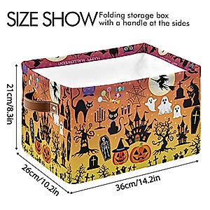 xigua Halloween Woods Spooky Tree Pumpkins Storage Bin for Toy Storage Basket Dirty Clothes Sundries Office Home Closet Organizer Shelf Cube Box Waterproof Laundry Basket