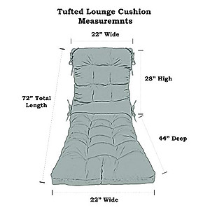 Resort Spa Home Decor Indoor Outdoor Sunbrella Tufted Chaise Lounge Chair Cushion, (Canvas White), 72 inchx 22 inch