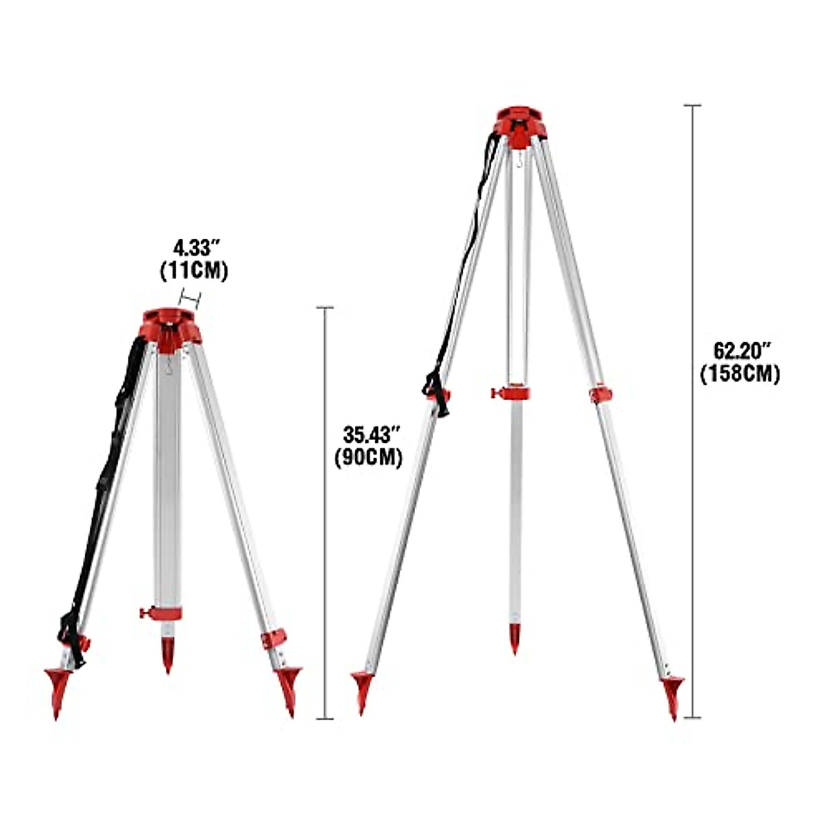 Iglobalbuy Surveying Tripod 65" Extended Height + Aluminum Grade Rod 16.4 Feet, Surveying Tripod Double-sided 5 Section Telescopic Rod Surveryor for Rotary Laser Level Transit Construction