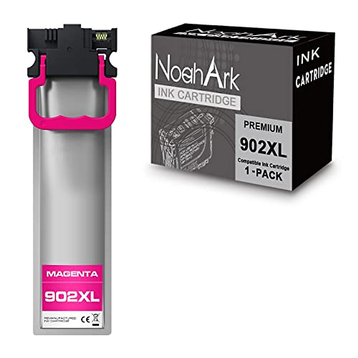 NoahArk 1 Pack T902XL Remanufacture Ink Cartridges Replacement for Epson 902 XL 902XL for Workforce WF-C5210 WF-C5290 WF-C5710 WF-C5790 Printer (1 Magenta)