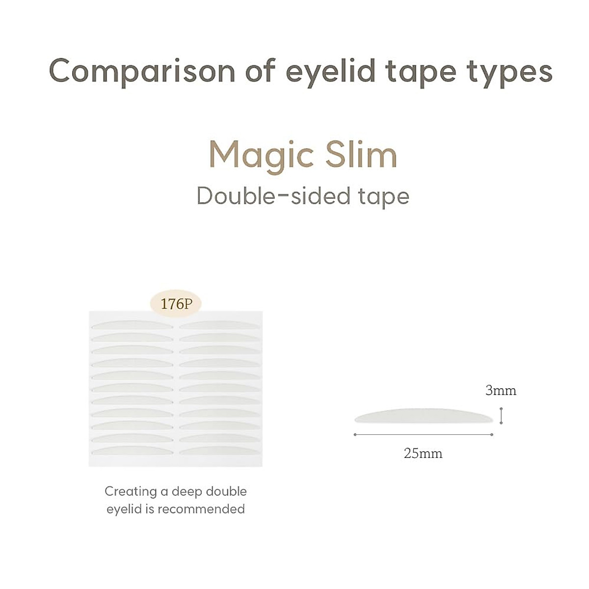 Korean Eye Charm Double Eyelid Tape Hooded Eye Lift – Droopy Eyelid Lifter Eye Lid Strips for Hooded Eyes (Double Sided 3mm 176p)