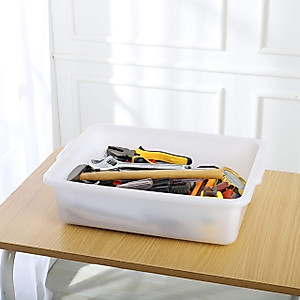 YuanKanJu 4-Pack Plastic Commercial Bus Tubs Box/Tote Box, White 8 Liter Plastic Storage Bin with Handles Wash Basin Tub/Dish (8.5 QT)