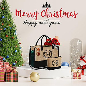 YOOLIFE Christmas Gifts for Women - Gifts for Women, Birthday Gifts for Women, Gifts for Mom Sister Teacher, Womens Gifts for Christmas, Friend Teacher Wife Mom Christmas Gifts, M Initial Tote Bag