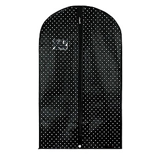 HANGERWORLD 40inch Garment Bag for Suits and Dresses Bags for Closet Storage Breathable Clothes Cover Dust Protector (1 Pack, Black Polka)