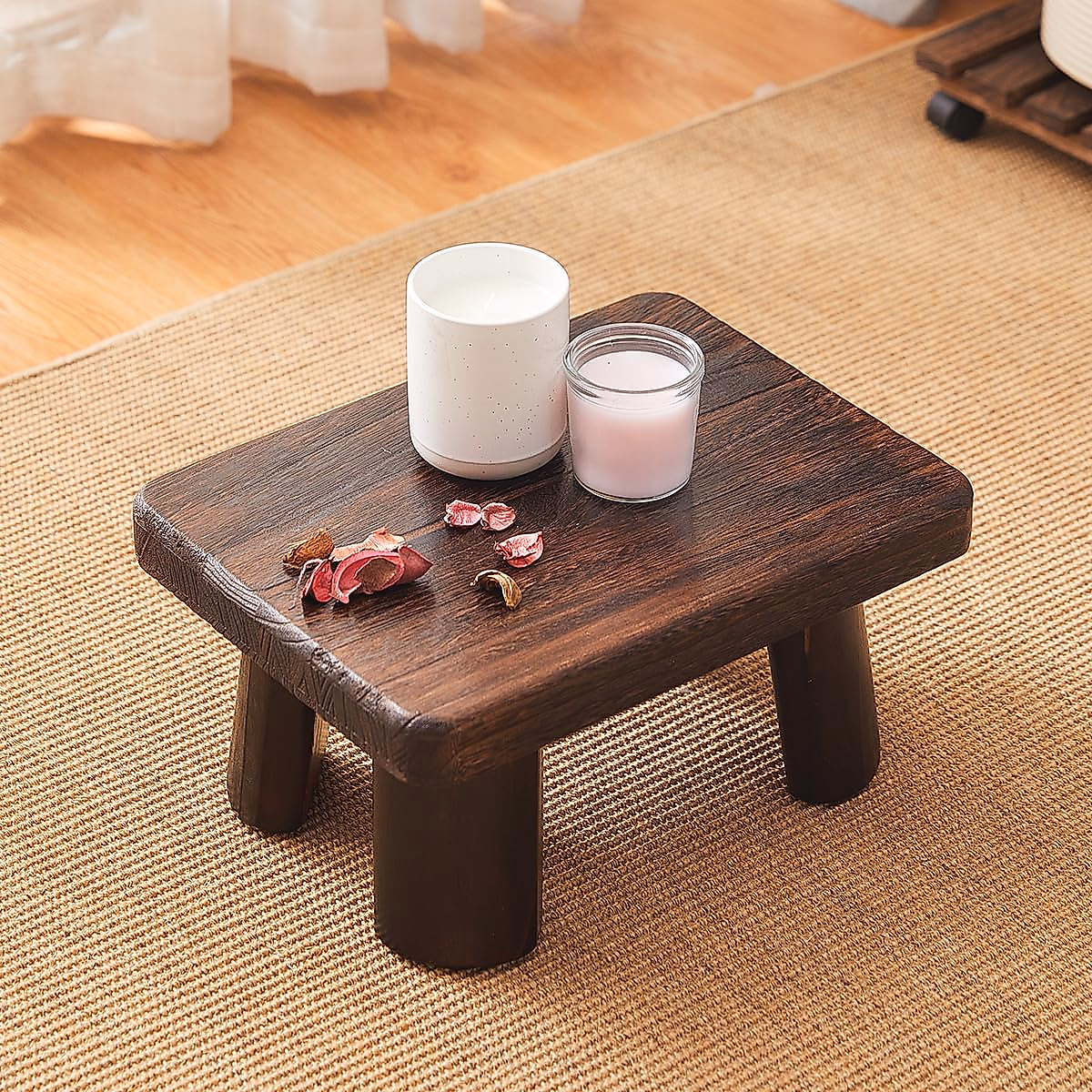 GZQWDC Wooden Foot Stool,Kids Wooden Bench,Wood Stool,Small Wood Bench,Wooden Steps,Kitchen Step Stool,Wood Plant Stand (14.2"x10.2"x7.1")