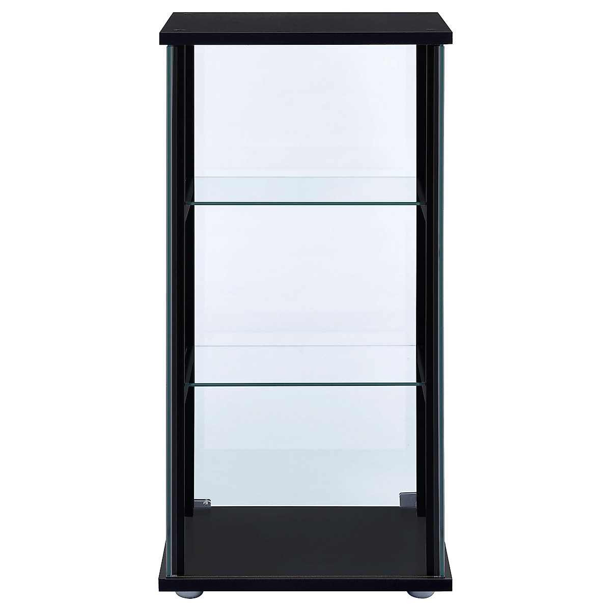 Coaster Home Furnishings Cyclamen 34-inch 3-Tier Clear Tempered Glass Curio Cabinet Display Case with Shelving Black 950179