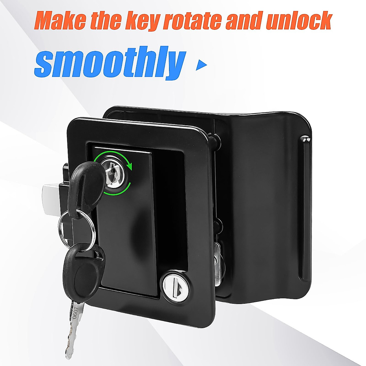 Siasky Black RV Door Lock Replacement, Upgraded RV Door Latch with Paddle Deadbolt 4 Keys, Camper Door Lock for Travel Trailers Horse Cargo Hauler, Zinc Alloy Trailer Entry Door Latch Replacement