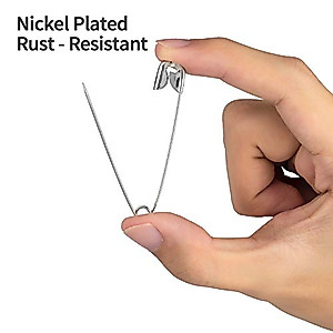 Large Safety Pins 2.2 inches (56mm), Size 4, 200 pcs, Nickel - Plated Steel (200)