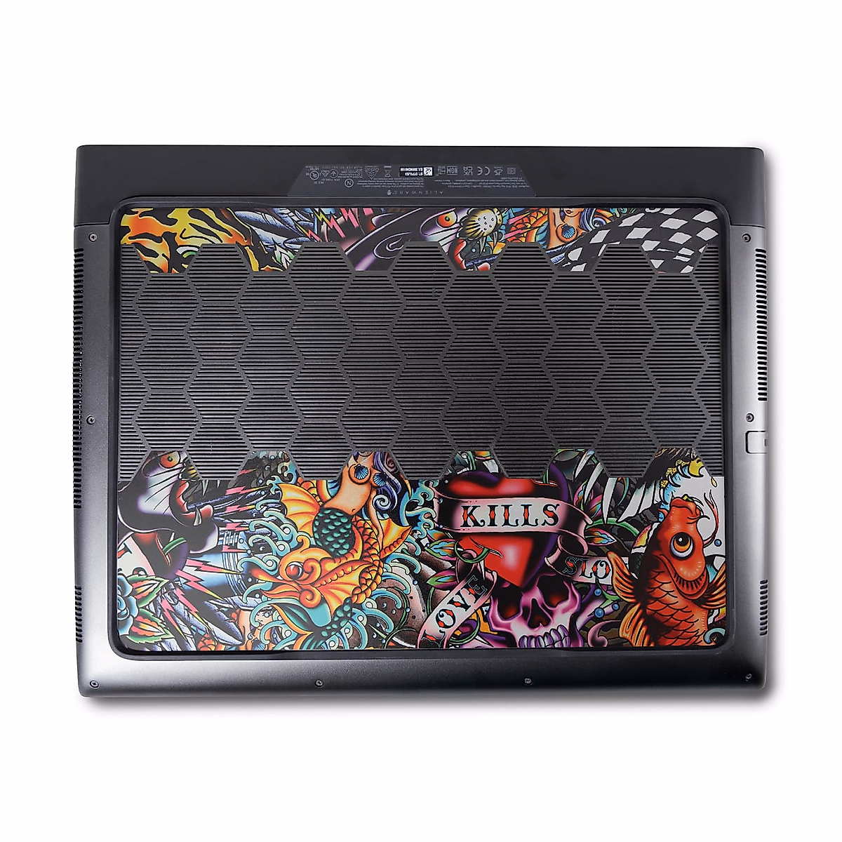 MightySkins Skin Compatible with Alienware M18 R1 (2023) Full Wrap Kit - Old School Tattoo | Protective, Durable, and Unique Vinyl Decal wrap Cover | Easy to Apply & Change Styles | Made in The USA