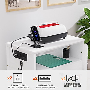 SEPTBOT Rolling Craft Storage Cart with Power Outlet and 23 Vinyl Roll Holders, Craft Rolling Storage Organizer Compatible with Cart Machines, Craft Organization and Storage Cart for Home Office