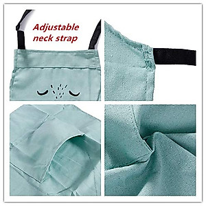 YOLOPLUS+ 2 Pack Cartoon Apron Cute Bear Parent and Child Apron,Father Mother Son Daughter Matching Set Adult and Kid for Cooking,Baking,Painting,Coffee Shop.Party (GREEN)