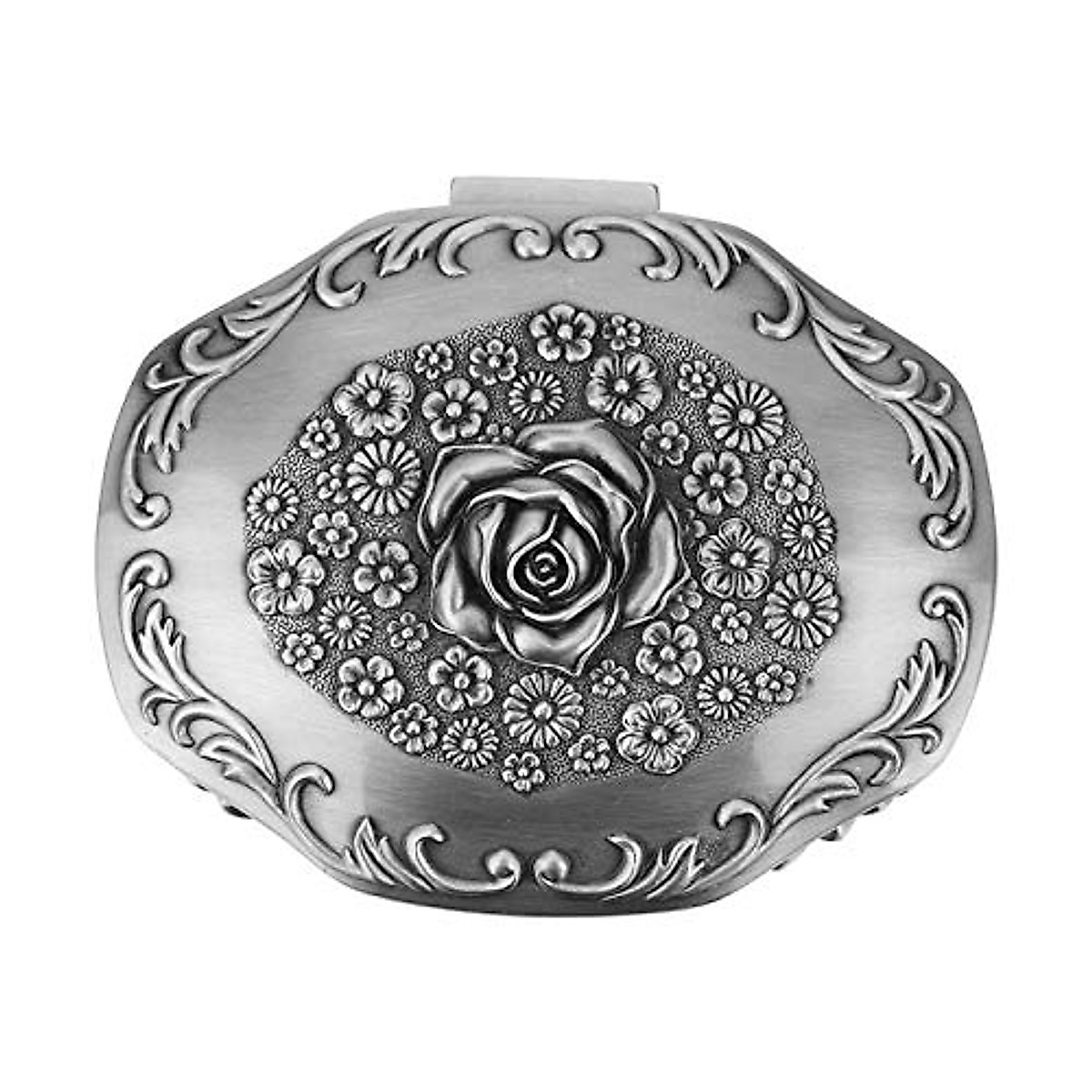 ZZYINH AN207 Vintage Jewelry Box Oval Shaped with Antique Carved Flower Necklace Earring Storage Organizer Jewelry Dispaly Holder Small Jewelry