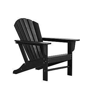 WestinTrends Dylan Outdoor Adirondack Chair with Ottoman and Side Table 5-Piece Set Black