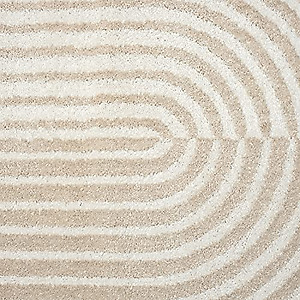 Abani Nuevo Collection Area Rug - Modern Arch Beige/Cream Pattern - 6'x9' - Easy to Clean - Durable for Kids & Pets - Non-Shedding - Medium Pile - Soft Feel - for Living Room, Bedroom & Office