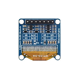 waveshare 0.96inch OLED Display Module for Raspberry Pi/Arduino/STM32, 128×64 Pixels Screen, Blue Display Color, 4-Wire SPI / I2C Communication Interfaces, 3.3V / 5V