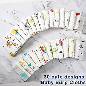 Kenning 30 Pieces Muslin Baby Washcloths for Newborn 10”x10” Soft Absorbent Muslin Burp Cloths Wash Clothes Baby Face Towels for Toddler Boy Girl Shower Gift Baby Registry